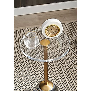 Artmaze Clear Acrylic End Table,Brushed Brass Metal,Side Table for Office,Nightstand for Living Room and Bedroom,Easy Assembly,12x12 inch，21.3 inch high