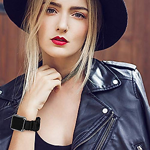 JIELIELE Compatible with Scrunchie Apple Watch Band 38mm 40mm 41mm 42mm 44mm 45mm for Women,Cute Wristbands Straps Elastic Scrunchy Band for iWatch Series 8 7 6 5 4 3 2 1 Ultra SE (S-38/40 SET-BG)