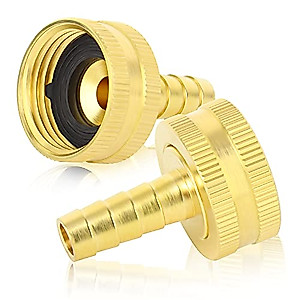 ERGAOBOY 6 Pcs 3/8 Barb To 3/4 Female GHT Thread Swivel Brass Garden Hose Pipe Connector With Clamps,Fit For Garden Hose Repair