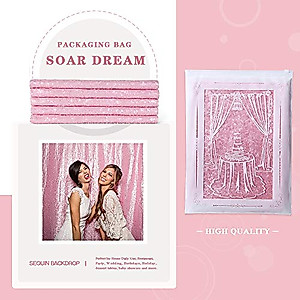 Pink Sequin Curtains 4 Panels 2FTx8FT Sequin Photo Backdrop Wedding Glitter Fabric Backdrops Party Background Photography Drapes