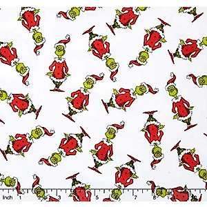 Mr Grinch Fabric on White by The Yard from The Grinch's Wonderland for How The Grinch Stole Christmas 6 by Dr Seuss