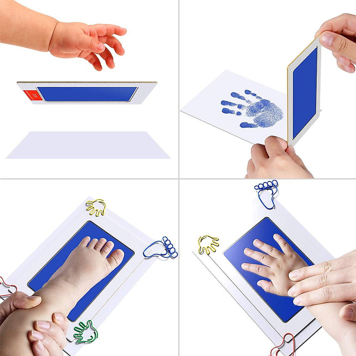 Baby Hand and Footprint Picture Frame Kit, PChero"Clean-Touch" Ink Pad with Paper Photo Frame, Personalized Gifts for Newborn Showers Registry