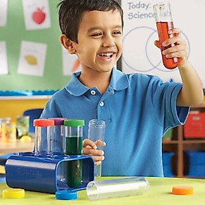 Learning Resources Primary Science Jumbo Test Tubes with Stand, Set of 6 Tubes, Ages 3+,Multi-color
