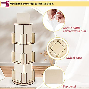 Flenpptly Rotating Display Stand Greeting Card Organizer 3 Tier Wooden Retail Display Multi Pocket Card Display Stand Display Rack for Coasters Stickers Showcase Tradeshow