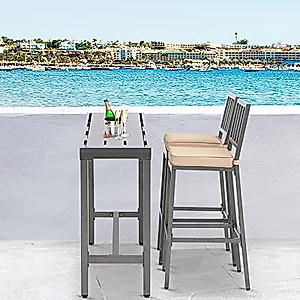 ONLYCTR Outdoor Bar Table, Patio Counter Height Bar Table, 55" Rectangle Bar Table for Patio, Garden, Yard, Balcony, Poolside (Grey, 55inch-Length)