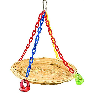 Bonka Bird Toys 1186 Flat Basket Swing Cages Parrot Natural Cockatiel Parakeet Quality Product Hand Made in The USA