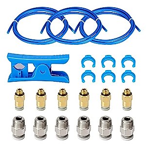 PTFE Bowden Tube (1M) 1PCS+ 6pcs KJH04-M6 Fittings + 6pcs JP4-01 Pneumatic Fittings with PTFE Tube Cutter for 3D Printer 1.75mm Filament