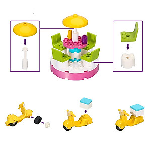 BRICK STORY Girls Friends Carnival Building Set Friends Amusement Park Building Blocks Toys with Ferris Wheel, Show Stage and 4 Mini Dolls Great Birthday Gift for Kids Age 6-12 and up, 610 Pieces