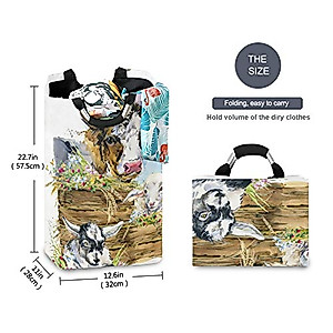 Tarity Cow Sheep Laundry Hamper 52L Large Laundry Baskets Oxford Collapsible Dirty Clothes Tote Storage Bag with Handles Foldable Washing Basket Bin for Bedroom Bathroom Closet