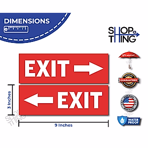 SHOP A THING – Exit Sign Sticker - Vinyl Red Exit Sign Decal for Hotels, Restaurants, Petrol Pump, and Emergency Way – Waterproof Sticker for Indoor and Outdoor Use – Decal Pack of 2 - SAT -17
