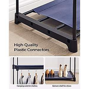 SONGMICS Closet Wardrobe, Portable Closet for Bedroom, Clothes Rail with Non-Woven Fabric Cover, Clothes Storage Organizer, 55.1 x 16.9 x 68.5 Inches, Dark Blue URYG002I02
