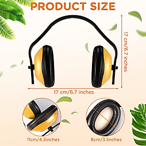 Maitys 6 Pcs Soundproof Earmuffs Hearing Protection Headphones Adjustable Padded Defender Noise Reduction Earplug for Kids (Yellow)