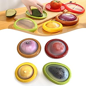 Generic 4-Pack Silicone Fruit & Vegetable Storage Boxes, Minimalist Design, Reusable, BPA Free, Dishwasher & Microwave Safe