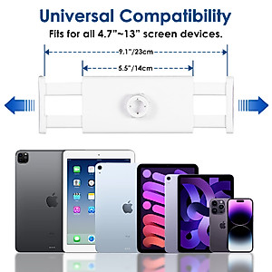 Yoobao Tablet Stand Holder, [Tightness Adjustable] 360° Swivel Foldable Aluminum iPad & Phone Stand for Desk with Heavier Base, Fit for 4.7"-12.9" Microsoft Surface Pro/iPad- Silver