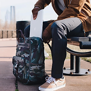 TWELVElittle Unisex Courage Backpack Diaper Bag with Changing Pad, Multiple Insulated Pockets in Camo