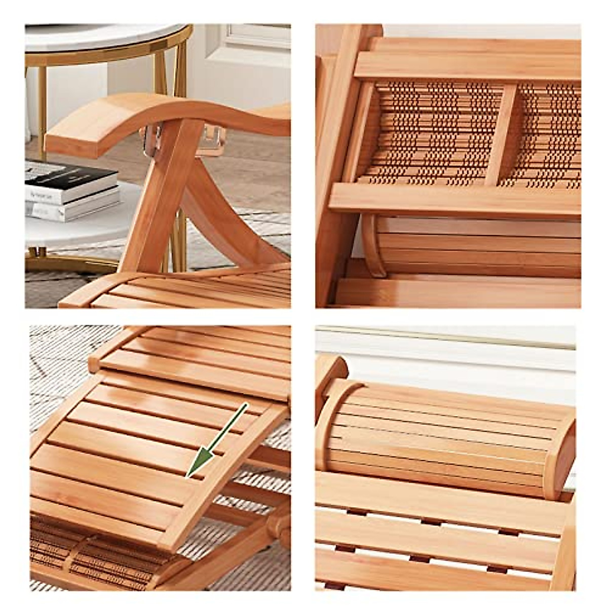 Lounge Chair, Folding Recline Rocking Chairs for Adults Wooden Bamboo Stable Comfort Garden Deck Chairs Foldable Recliner Load-Bearing 200kg (Color : Wooden Chair)