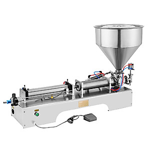 VEVOR Pneumatic Liquid Paste Filling Machine 50-500ML Volume, Horizontal Cream Filling Machine with 30L Hopper, Pneumatic liquid Filling Machine for Water Oil Cream etc.