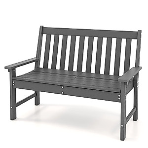 Tangkula 2-Person Outdoor Garden Park Bench, All-Weather HDPE Patio Loveseat Chair with Cozy Backrest, Ergonomic Loveseat Bench for Backyard, Poolside, Front Porch, 705 lbs Max Load