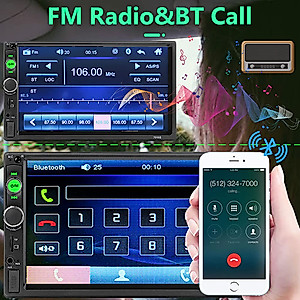 Hodozzy Double Din Car Stereo 7 inch Touchscreen Car Radios with Bluetooth Indash 2 Din Car Audio Head Unit Support Mirror Link for Android/iOS USB TF AUX FM MP5 Multimedia Player + Backup Camera