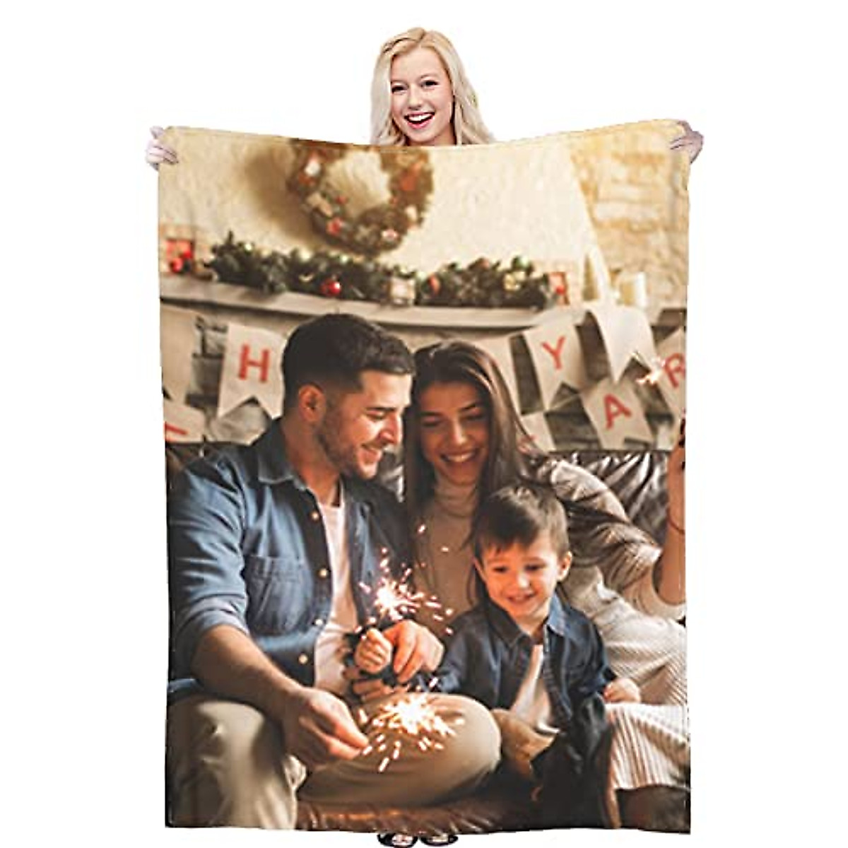 Custom Blanket With Photo Text Personalized Throw Blanket Customized Picture Blanket For Baby Mother Father Adult Friends Lovers Dog Pets Personalized Gift Flannel Blanket Birthday Halloween Christmas