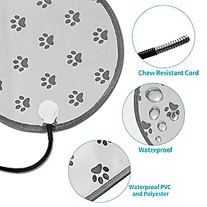 GPLOPET Cat Heating pad 18x18inches pet Heating pad for Cats Waterproof Smart Thermostat Switch, Adjustable Puppy Dog Heating pad mat Chew Resistant Steel Cord Complimentary Two Fabric Cover