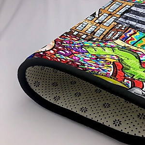 Modern Aesthetic Area Rugs 5x7 Feet, Colorful Graffiti Music Art Abstract Extra Large Soft Flannel Carpet 58"X80" Anti-Skid Doormat Floor Rugs Mat Pad for Bedroom Kitchen Nursery Office