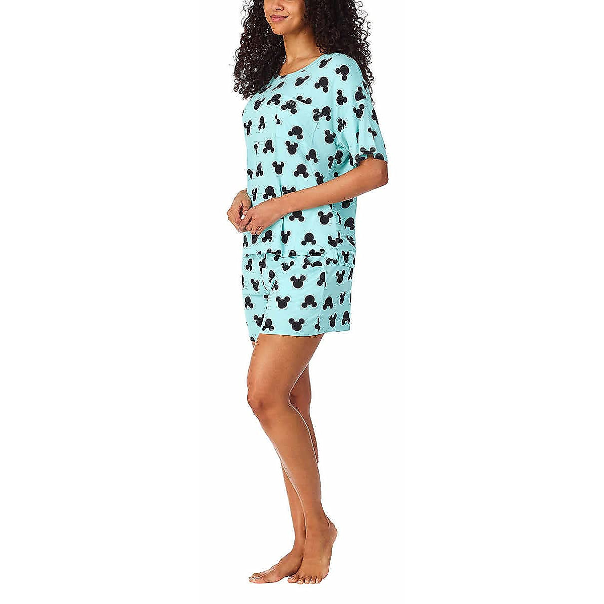 Disney Womens Short Pajama Set with Pockets (Aqua, X-Large)