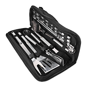 Sink Kitchen Bar Sink Hand 20PCS BBQ Grill Set Professional Stainless Steel Tongs Spatula Fork Brush Barbecue Tool Set for Outdoor Camping Travel