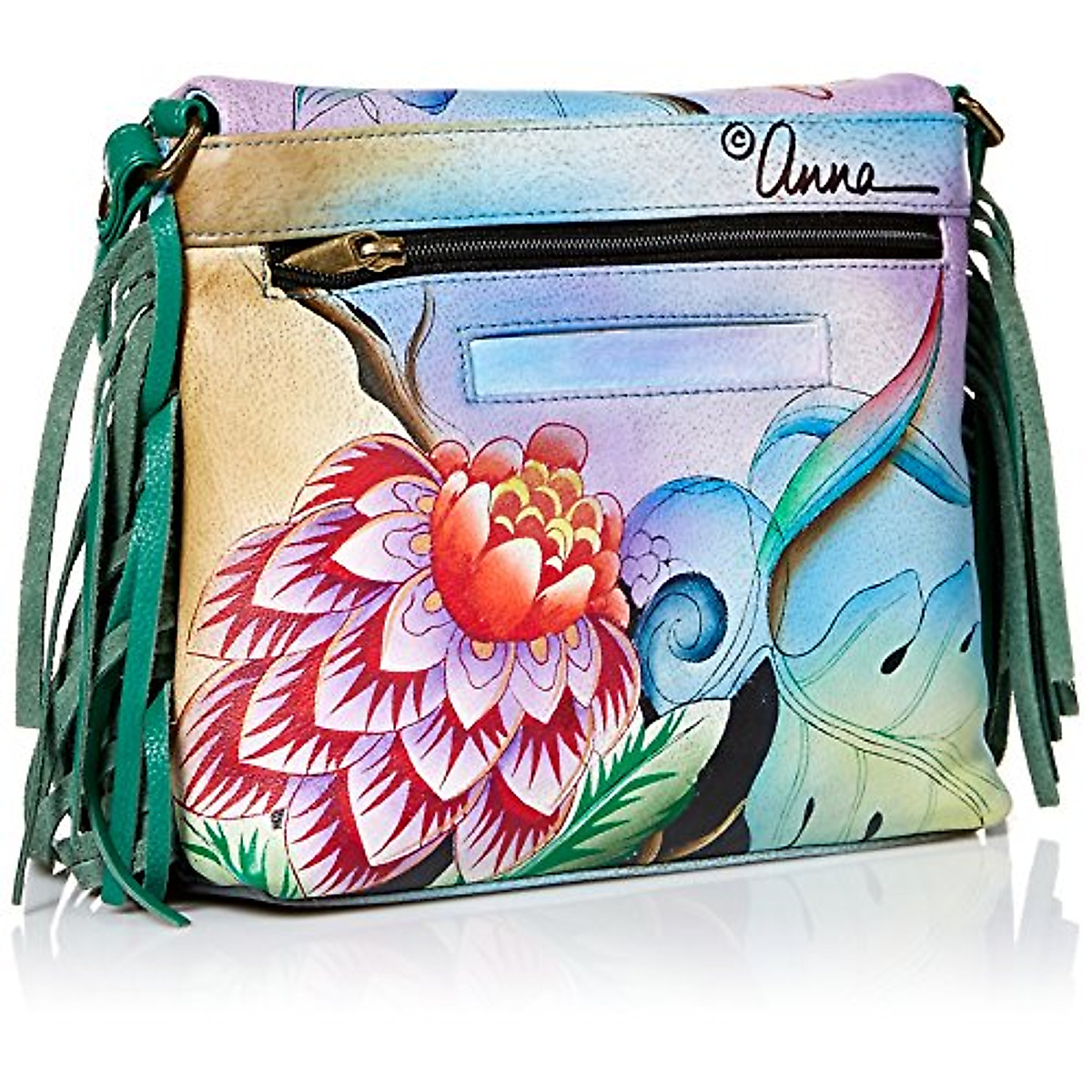 Anna by Anuschka Women's Genuine Leather Flap-Over Cross Body | Hand Painted Original Artwork | Whimsical Garden