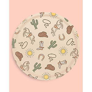 xo, Fetti Western Rodeo Paper Plates - 24 pk, 9" | Cowboy Birthday Party Decorations, Howdy Cowgirl Supplies, Yeehaw Western Baby Shower Favors, Wild West Theme Tableware