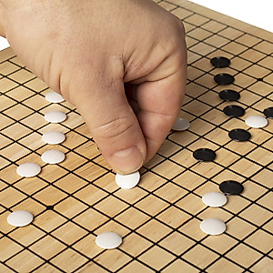 Go Set with Natural Wood Board | Portable 29 x 29cm (11.4" x 11.4") Set | Complete Set of 361 Stones | 19x19 Grid Layout, Portable Size for Travel | 2-Player - Classic Chinese Strategy Board Game