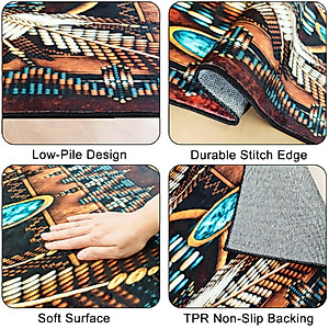 Southwestern Area Rug 5x7 Washable Living Room Rug,Aztec Tribal Rugs Native American Throw Rugs Vintage Rug Non Slip Bedroom Area Carpet Soft Floor Carpets Mat for Dining Room,Laundry,Office,Brown