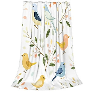 WSYKC Cute Bird Pattern Printed Blanket for All Season Printed Flannel Throw Blanket for Couch Bed,Chair,Sofa,Room,Home Decor 80"X60" Blanket A842