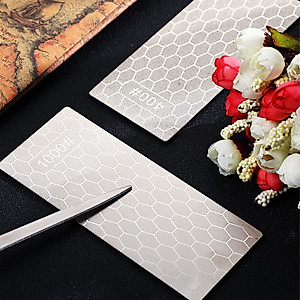 5 Pcs Diamond Sharpening Stone Honing Stone Diamond Stone Lapping Plate Diamond Sharpening Plate Fine Coarse Bench Stone for Kitchen Blade Chisel, 5.9 x 2.48 Inch(200, 400, 800,1000, 1200 Grit)