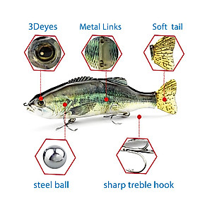 ods lure Fishing Lure Glide Bait Jointed Swimbait Artificial Fishing Bait with Hooks for Bass Trout Pike Walleye (Trout glide bait 6.6")