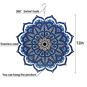 Wind Spinner Yard Art Garden Decor 3D Stainless Steel Metal Sculptures Kinetic Hanging Whirligigs Mandala Decorations Backyard Outside Indoor Outdoor Patio Ornaments Clearance Sun Catcher Windmill