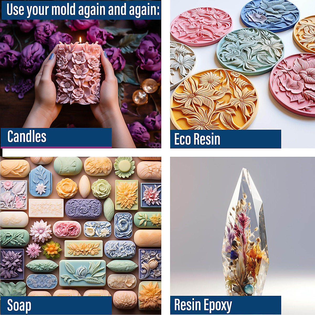 Unicone Art Liquid Silicone Mold Making Kit - 1:1 Ratio, Food Safe, Fast Cure Remeltable Silicone Rubber Mold Making Gift - Ideal for Resin Epoxy Casting, Plaster Casting, Candle Making 8.8lbs