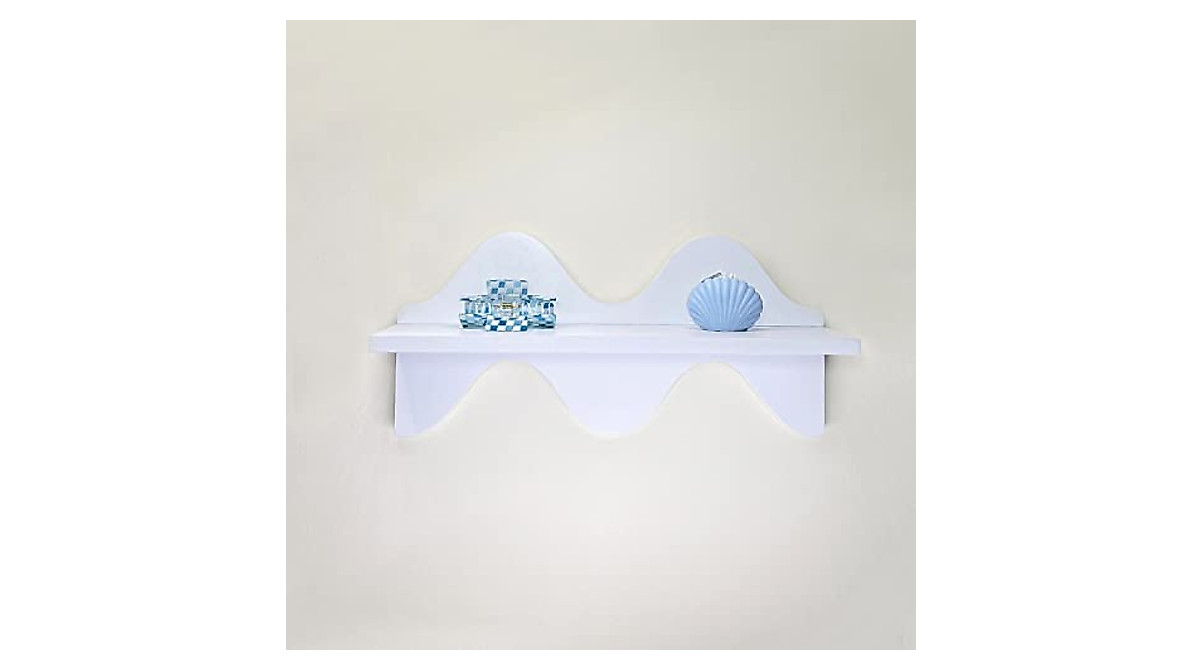 Small Floating Shelves for Wall Decor - Cute Wavy White Shelf