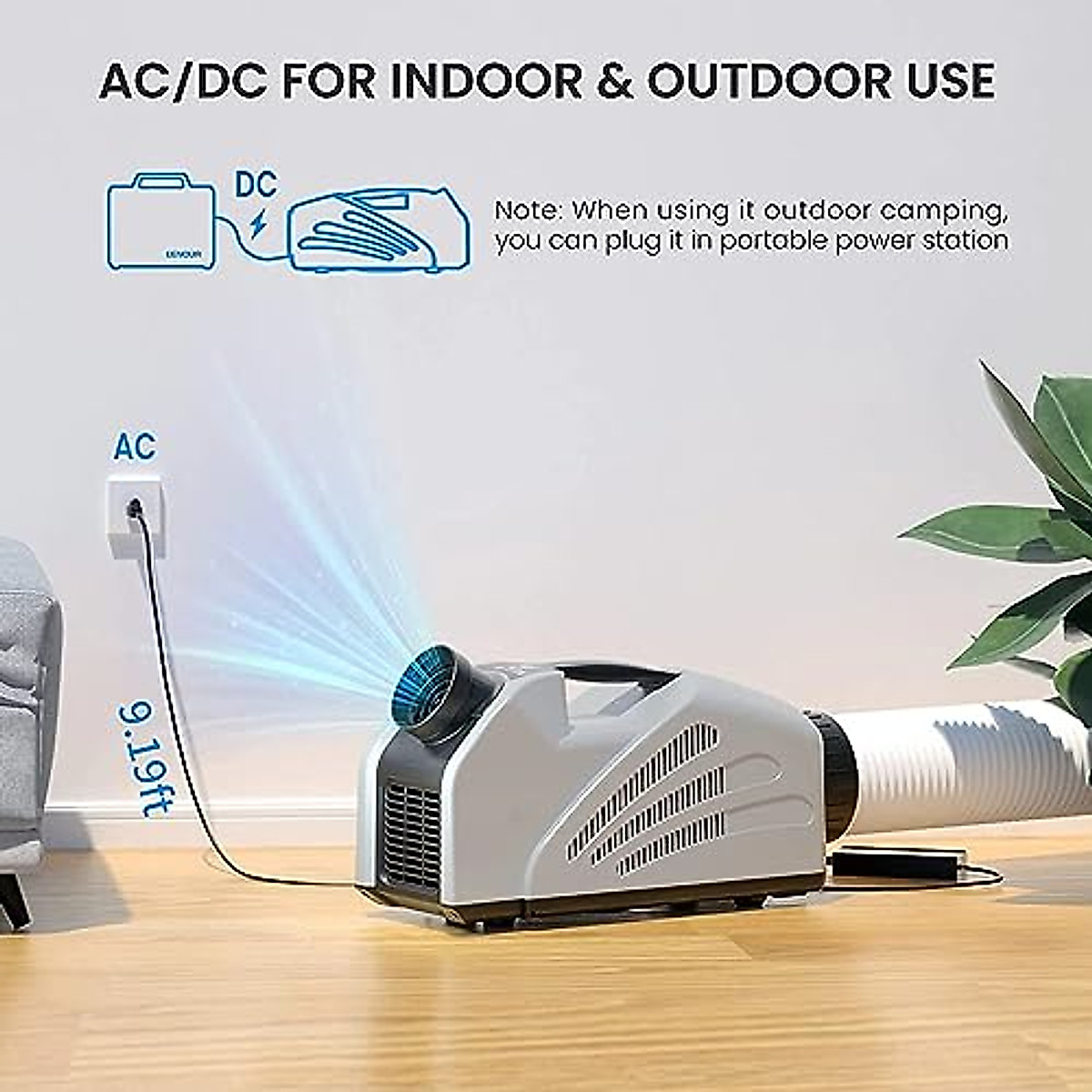 Portable Air Conditioner for Camping, Camping Air Conditioner, Tent Air Conditioner, 3 Wind Speeds, Low Noise and Low Power Consumption, for Outdoor Indoor