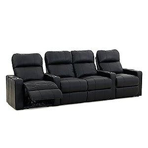 Octane Turbo XL700 Black Bonded Leather with Manual Recline (Row of 4 Straight Middle Loveseat)