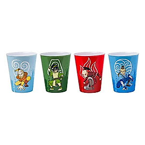 Silver Buffalo Avatar Character Symbol Poses 4pc Plastic Mini Cup Set, 1.5 Ounces