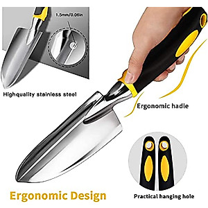 Edward Tools Gardening Hand Tools 3 Piece Set - Heavy Duty Garden Trowel, Transplanter, Hand Rake - Ergo Grip Handle - Bend-Proof & Rust-Proof Design - Cultivator, Garden Hand Shovel