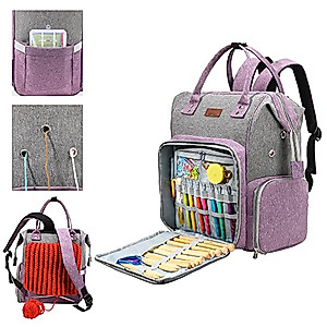 KOKNIT Large Crochet Storage Backpack Organizer,Portable Knitting Bags and Totes Organizer with Inner Divider,Yarn Storage Backpack for Carrying Projects,Knitting Needles,Crochet Hooks(Bags Only)