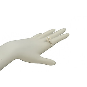 The Pearl Source 18K Gold 10-11mm round Genuine White South Sea Cultured Pearl & Diamond Ring for Women