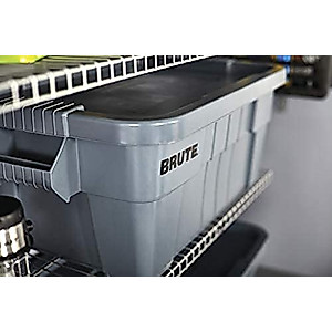 Rubbermaid Commercial Products Brute Tote Storage Container With Lid, 20- Gallon, Gray (FG9S3100GRAY)