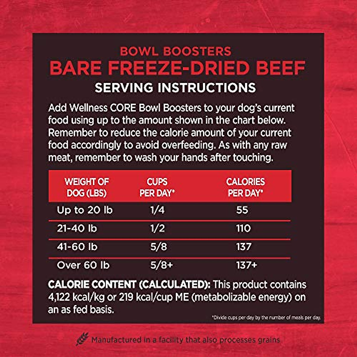 Wellness CORE Bare Bowl Boosters for Dogs, Grain-Free Freeze-Dried Food Mixer Or Topper, Made with Natural Ingredients (Beef, 4-Ounce Bag)