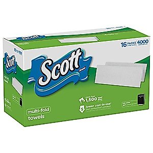 Scott Multifold Paper Towels for Small Business (08009), 9.2” x 9.4”, (4000 Towels per Case), White, 250 Count (Pack of 16)