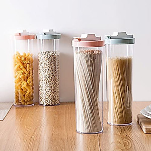 NAIEY Kitchen Storage Box Creative Storage jar Sealed Storage Noodles Kitchen Hanging Noodle Storage Box Round Pasta Storage Bucket Pink