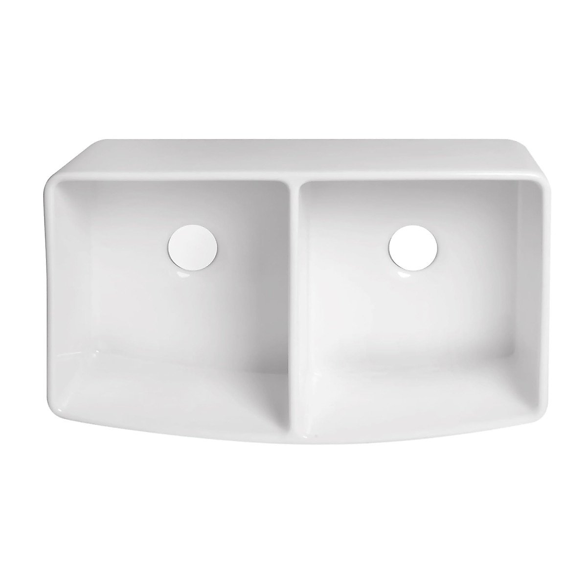 Single Bowl Kitchen Sink - 33 Inch Fireclay Deep Curved Apron Front Kitchen Sink - Premium Double Bowl Sinks for Home, Farmhouse (Grid & Strainer Included) White