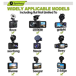 Sportway S503 Suction Cup Dash Cam Mount Holder (5th Gen) with 3pcs 360 Rotating Joints for Rove Nexar Z-Edge Kingslim iiwey NIUTA and Most Other Car Dash Cameras